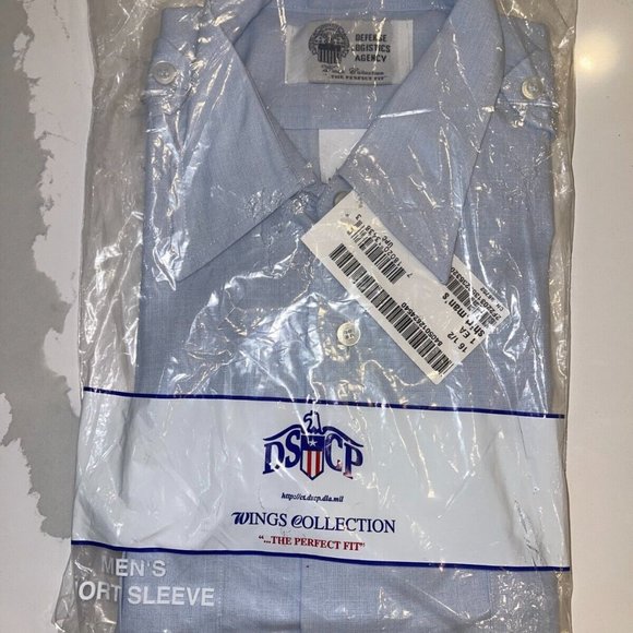 Shirts New Dla Mens Usaf Us Air Force Blue Dress Uniform Short Sleeve